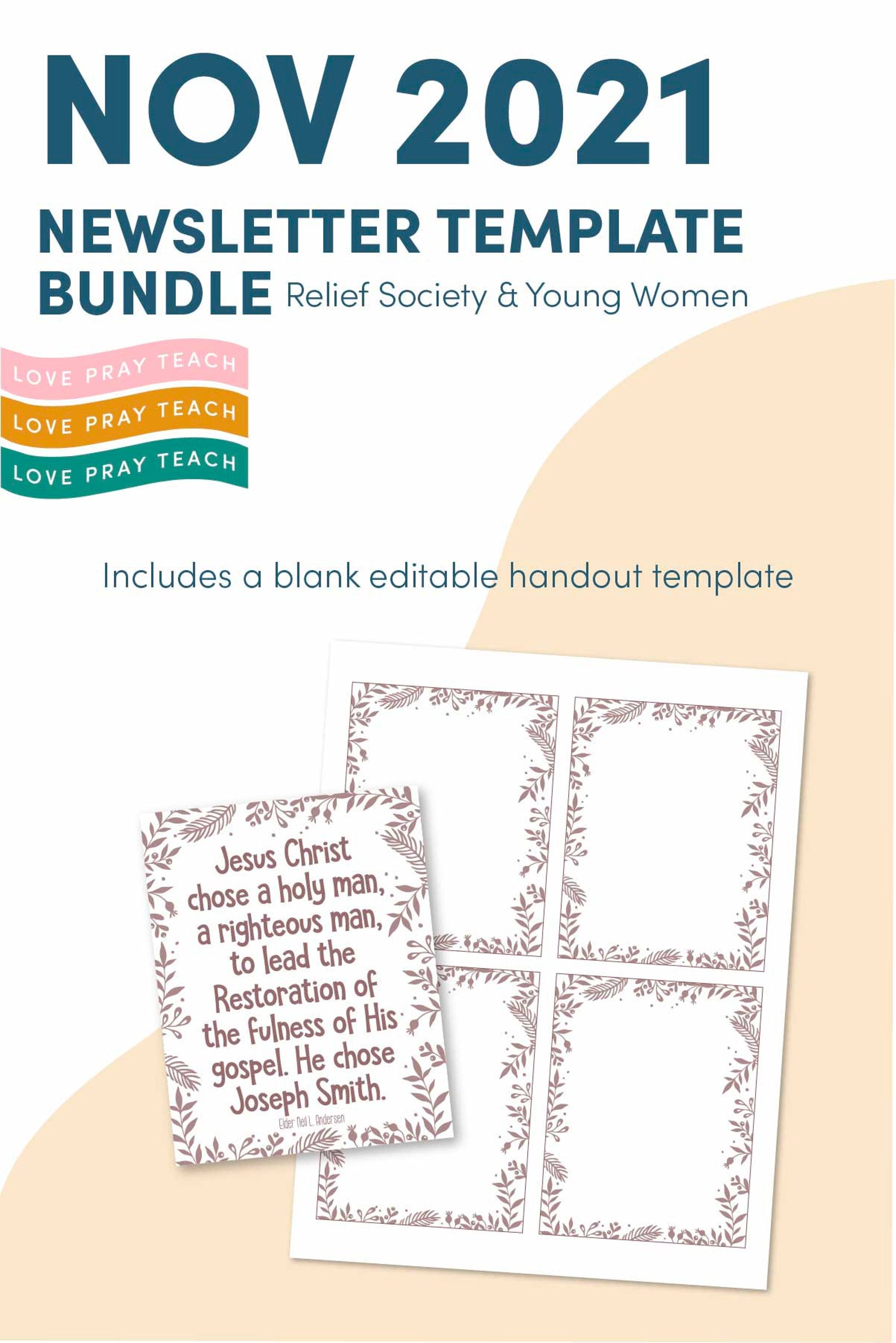 November 2021 Newsletter Bundle for Relief Society and Young - Etsy