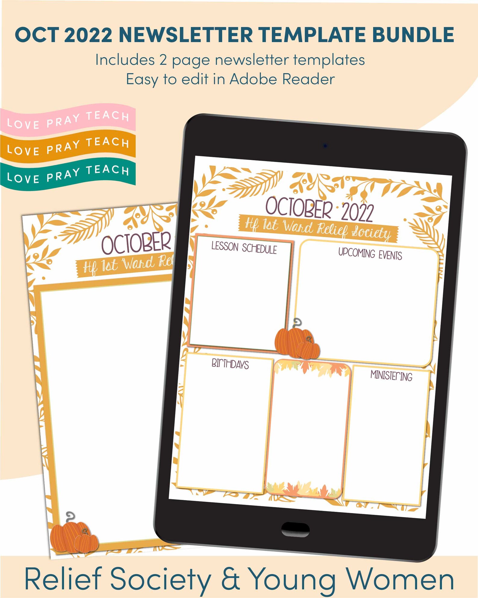 October 2022 Editable Newsletter Template for Relief Society - Etsy