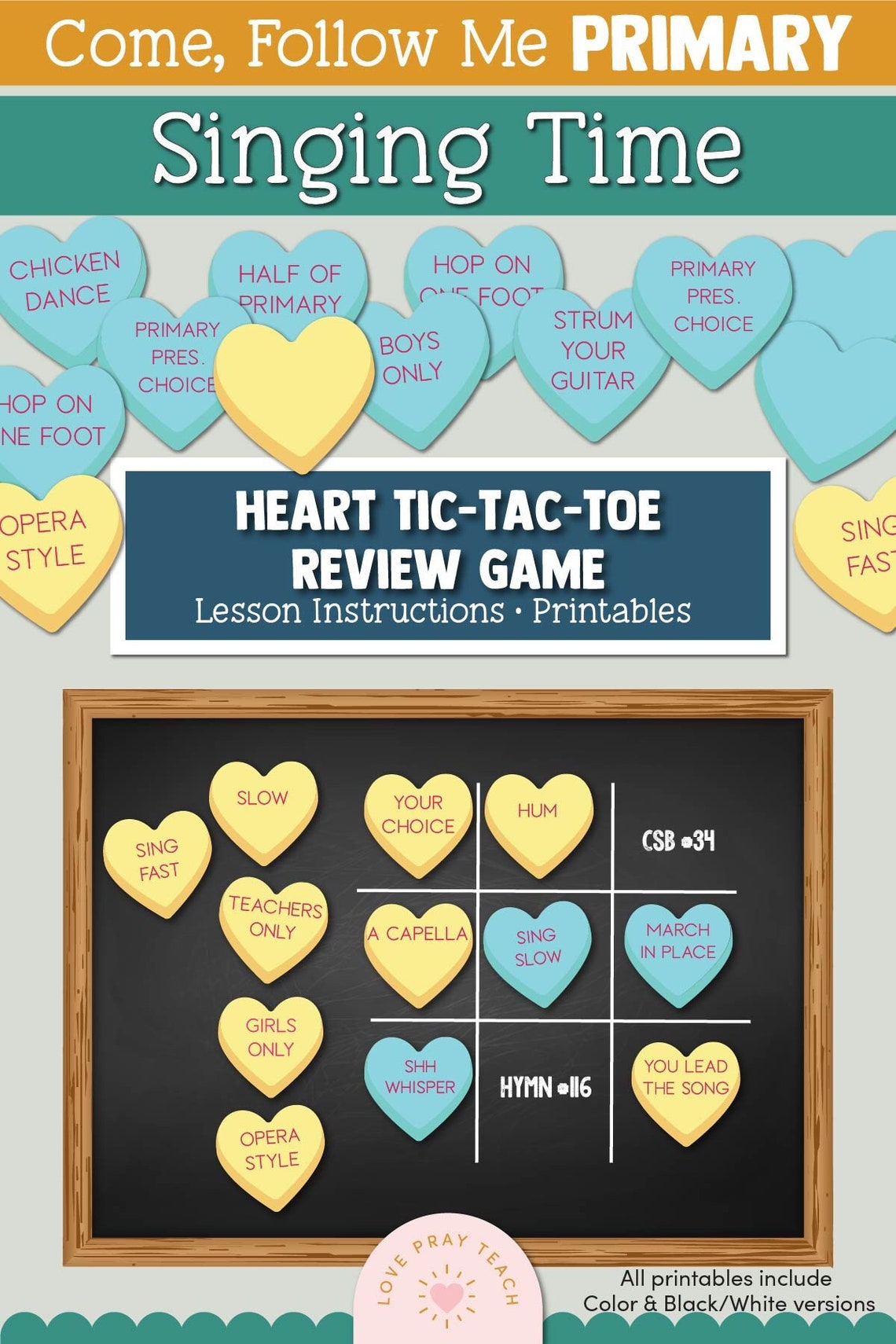 Come, Follow Me-for Primary- Singing Time Helps: Conversation Heart Tic ...