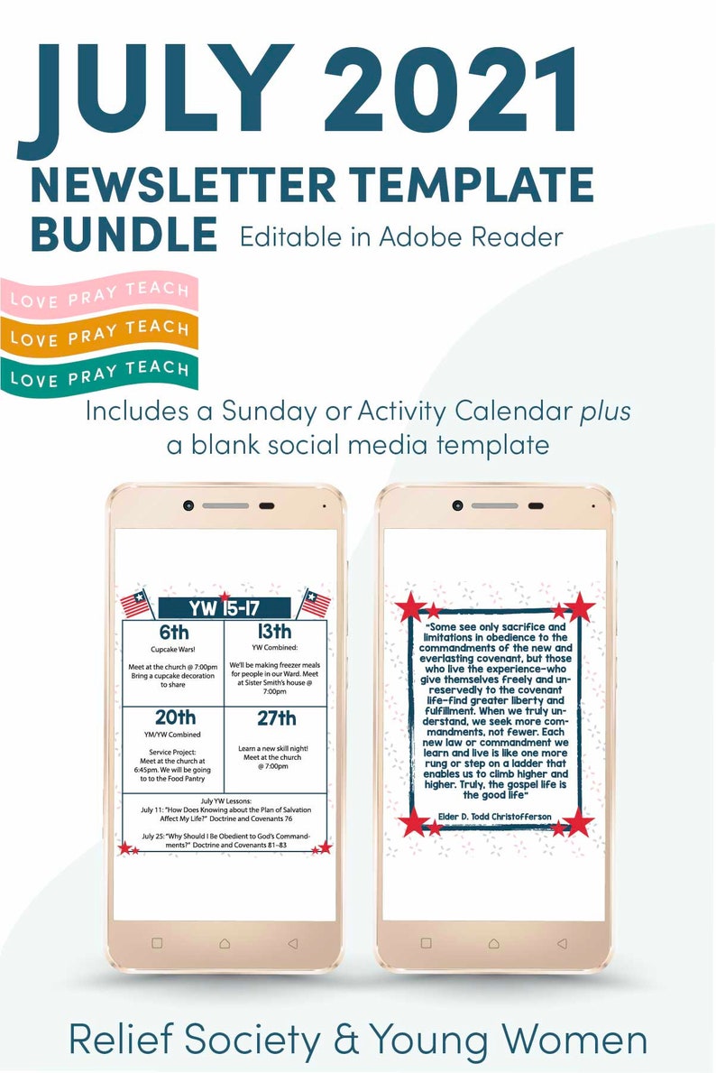 July 2021 Editable Newsletter Template Bundle | Etsy