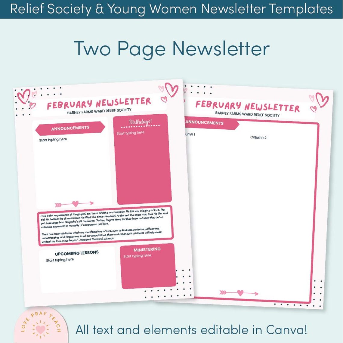 Pink Hearts Design - Editable Canva Newsletter Bundle for Relief ...