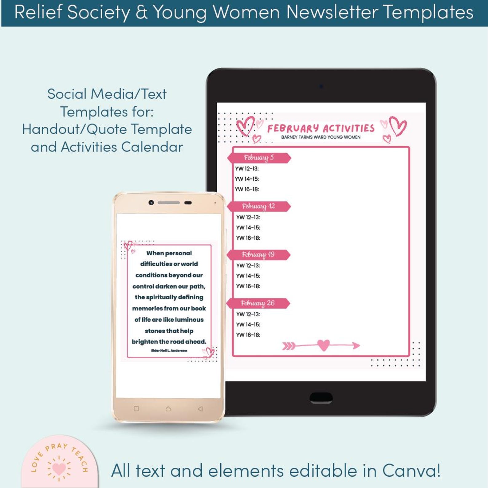 Pink Hearts Design - Editable Canva Newsletter Bundle for Relief ...