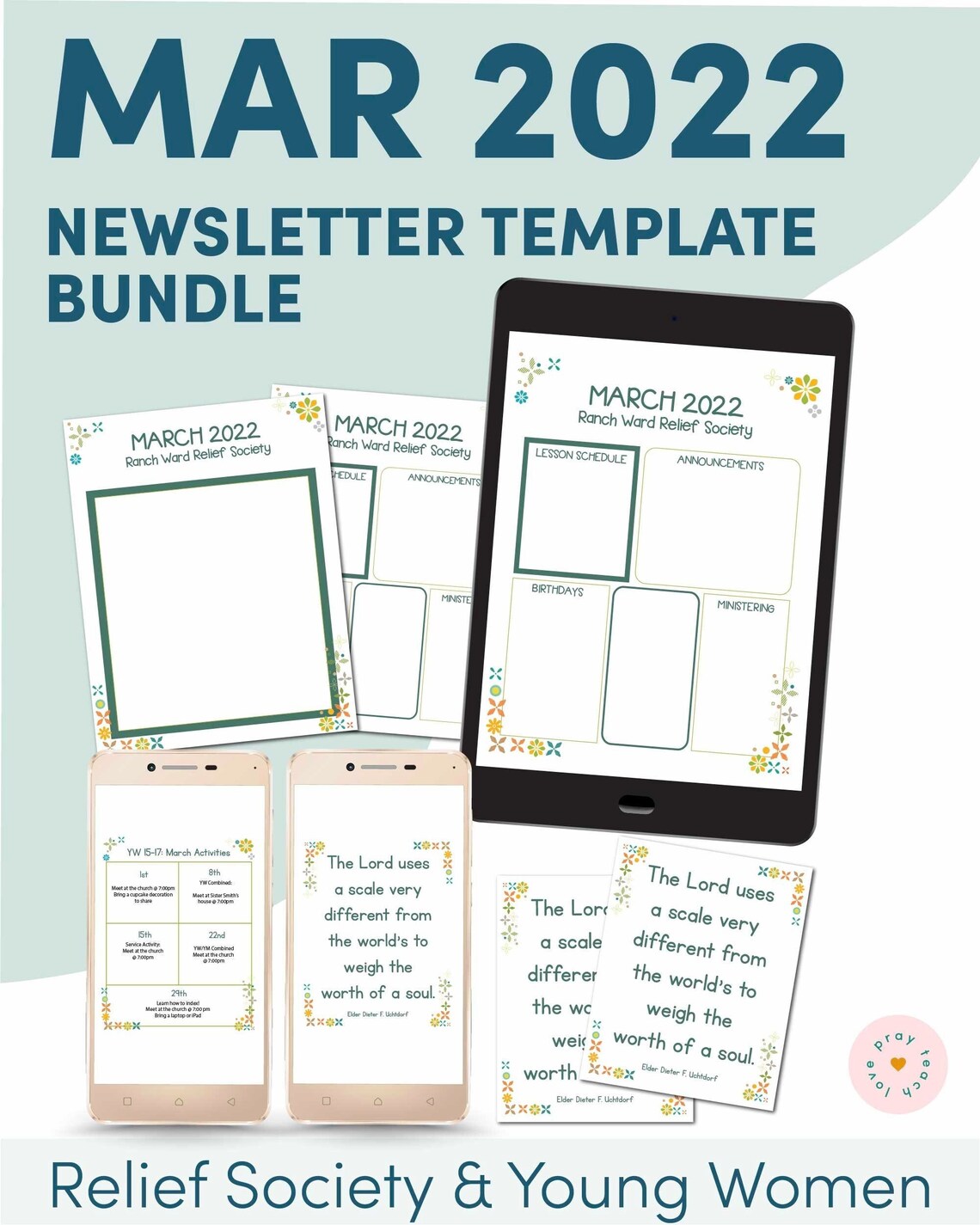 March 2022 Editable Newsletter Bundle - Etsy