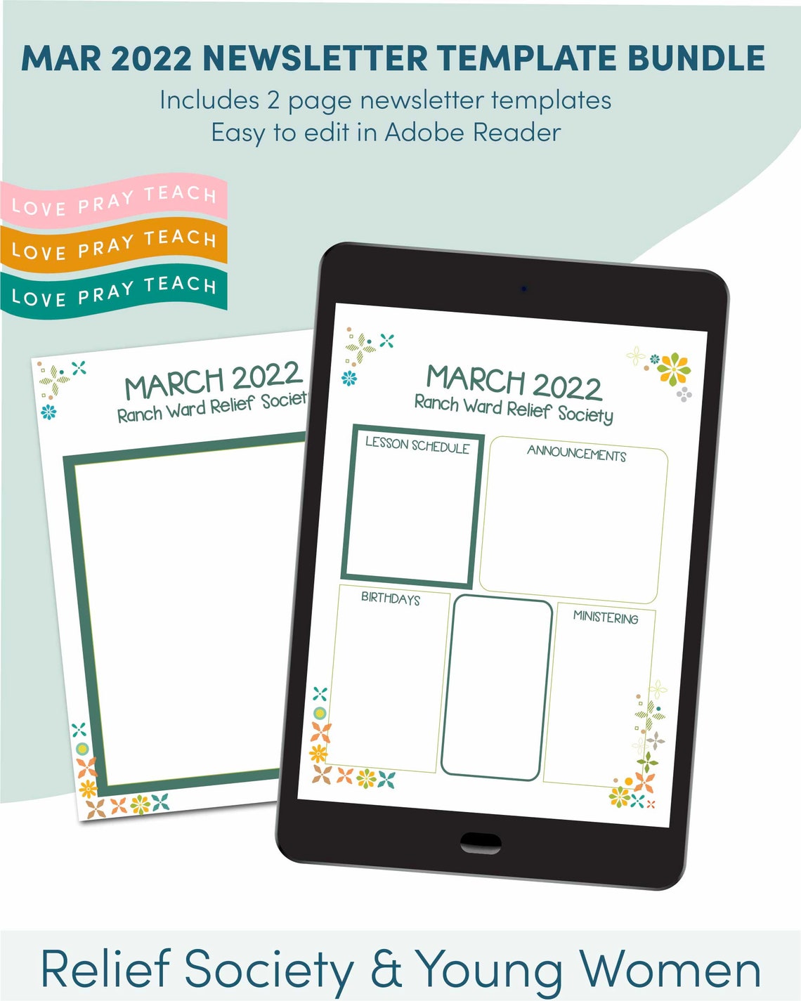 March 2022 Editable Newsletter Bundle - Etsy
