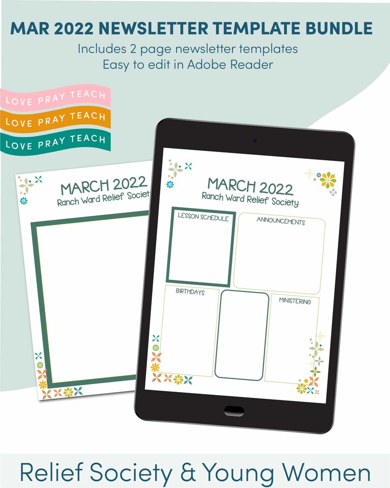 March 2022 Editable Newsletter Bundle - Etsy