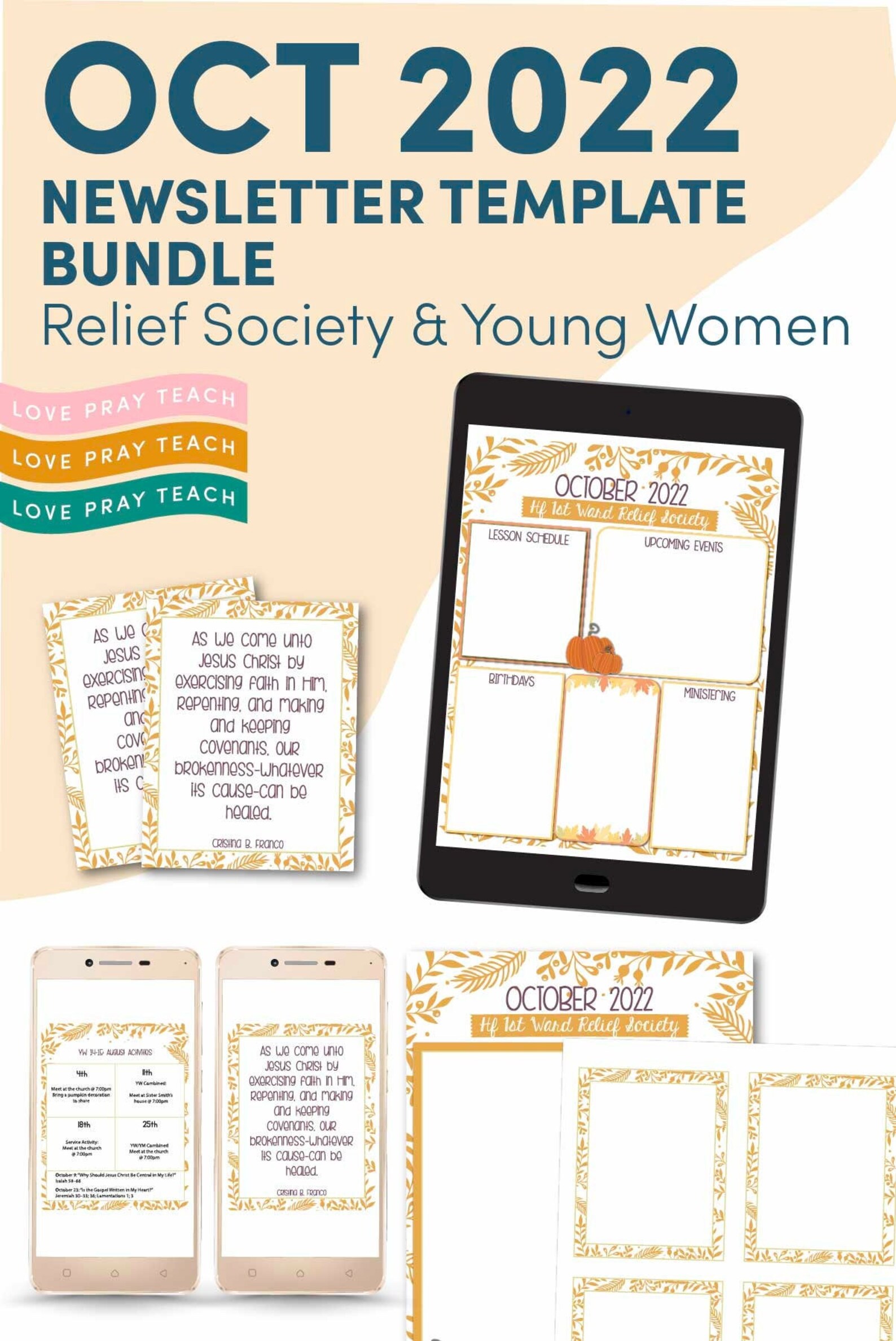 October 2022 Editable Newsletter Template for Relief Society - Etsy