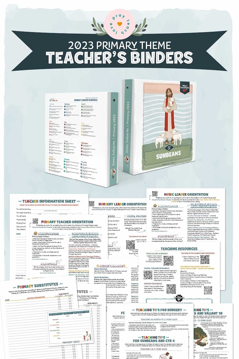 2023 Primary New Testament Theme Packet Binders - Etsy