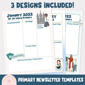 Editable Primary Newsletter Template Bundle 2 - Three Designs Included ...