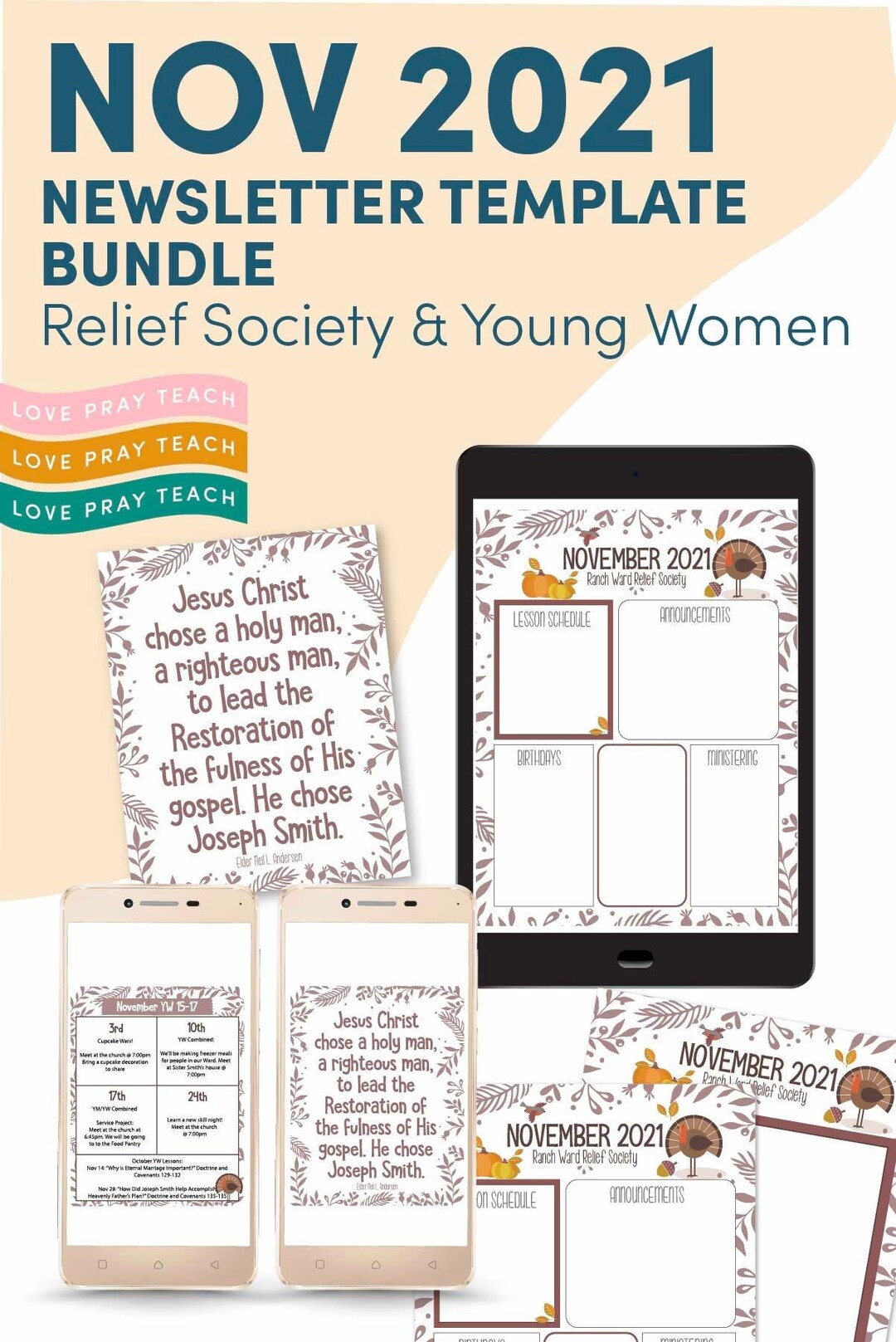 November 2021 Newsletter Bundle for Relief Society and Young Women - Etsy