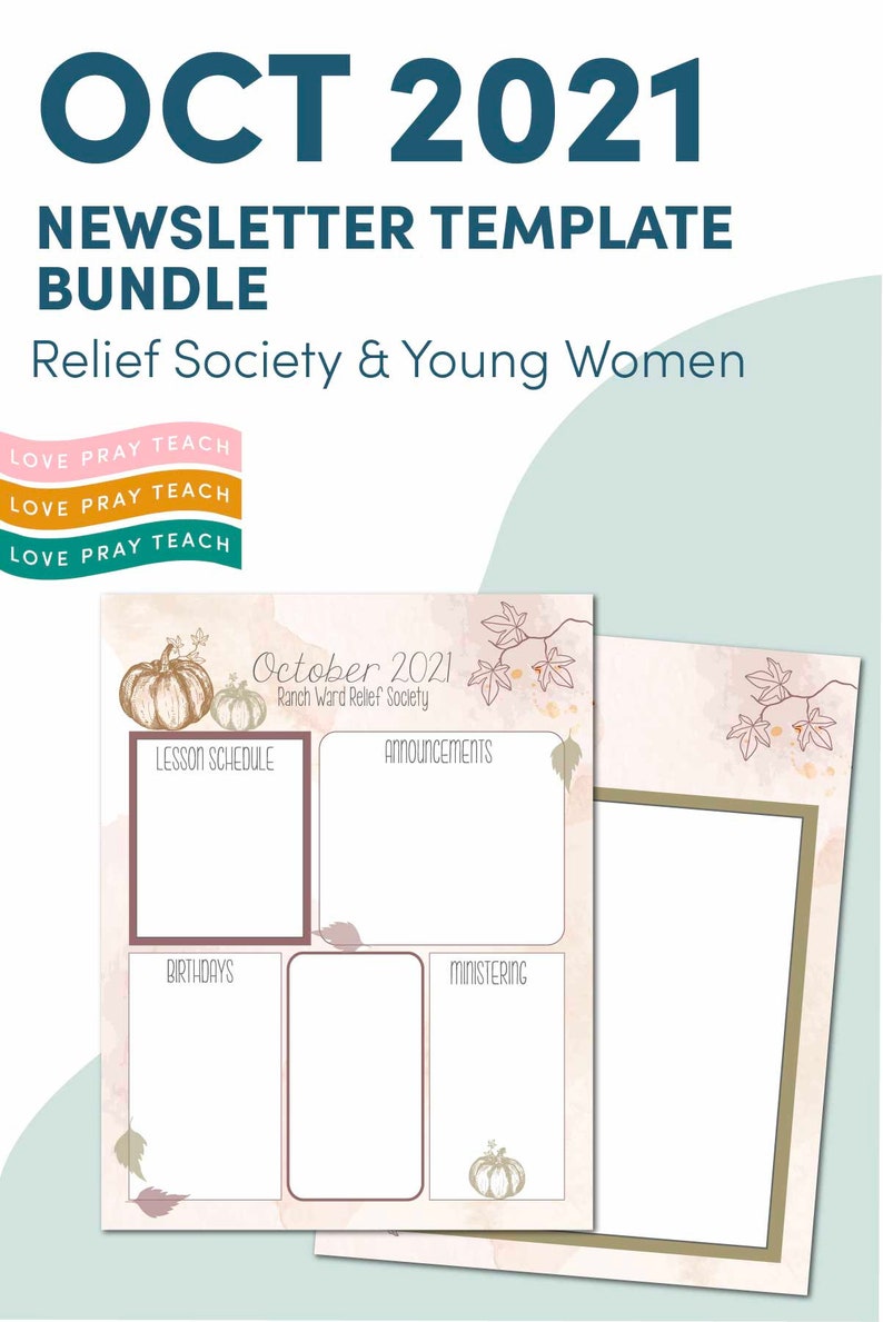 October 2021 Editable Newsletter Bundle for Relief Society or - Etsy