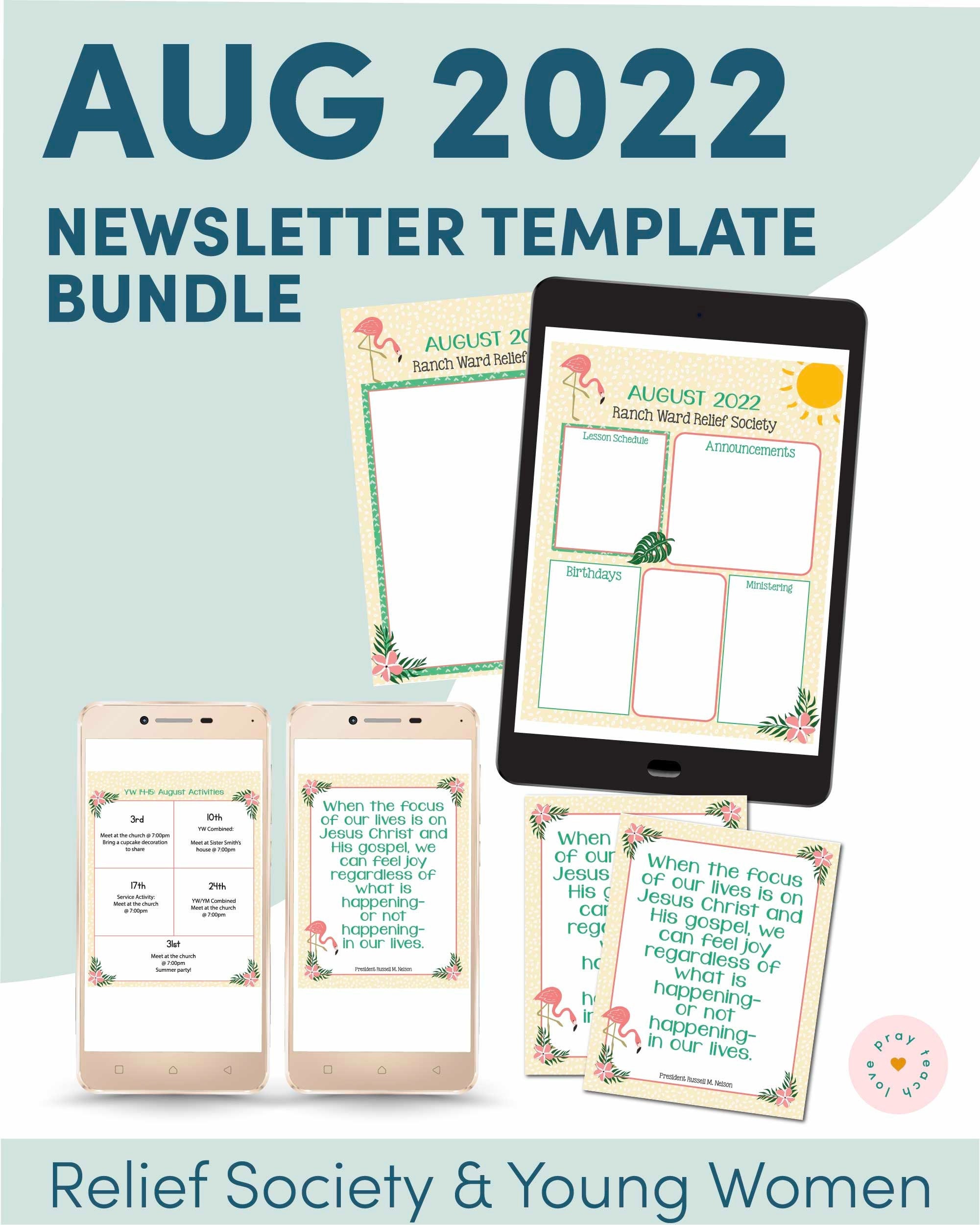 August 2022 Editable Newsletter Template Bundle Including 2 - Etsy