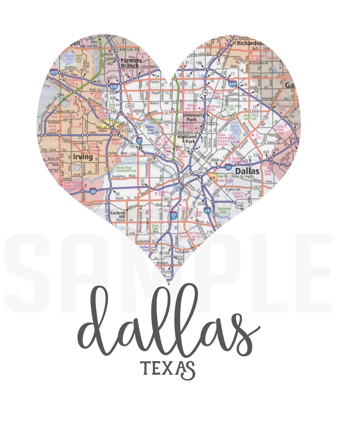 Heart Map Print Printable Map Wall Art Decor INSTANT - Etsy