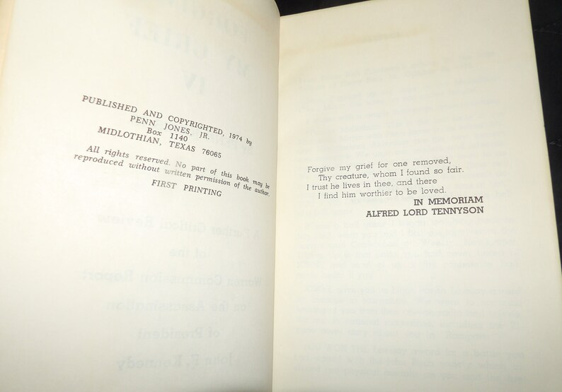 Report Assassination of John F. Kennedy Forgive My Grief IV Penn Jones ...