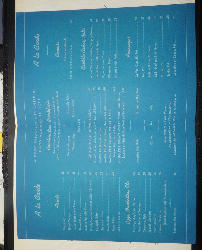Emerald Isle Hotel 1955 Miami Beach Florida Menu Breakfast and Dinner ...