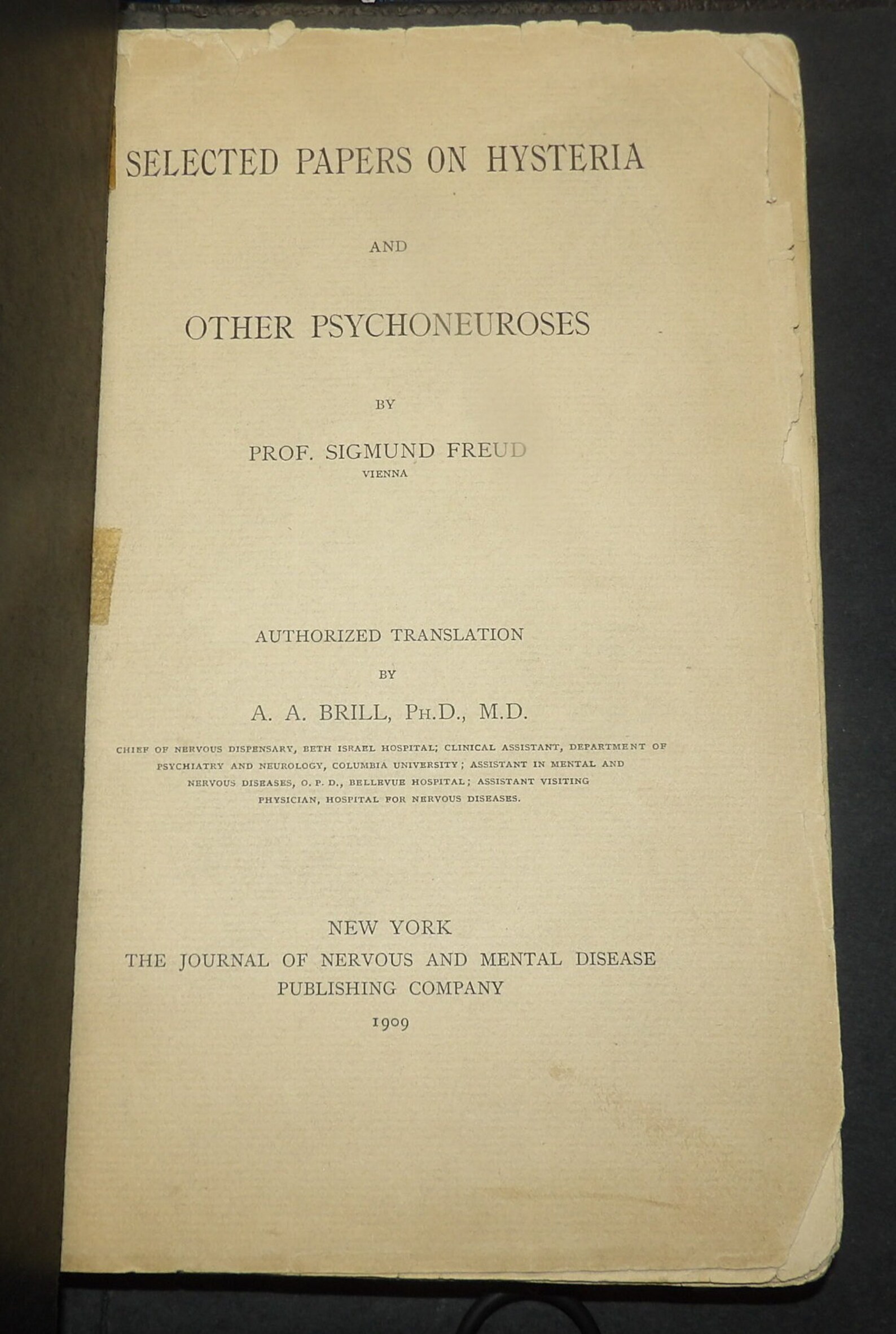 Sigmund Freud Selected Papers on Hysteria and Other Psychoneuroses 1909 ...