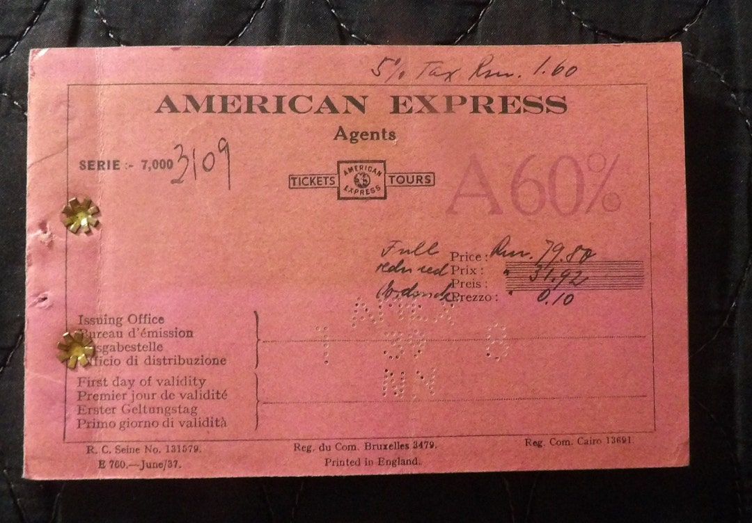 American Express Checks 1937 Germany Travel Coupon Ticket Booklet - Etsy