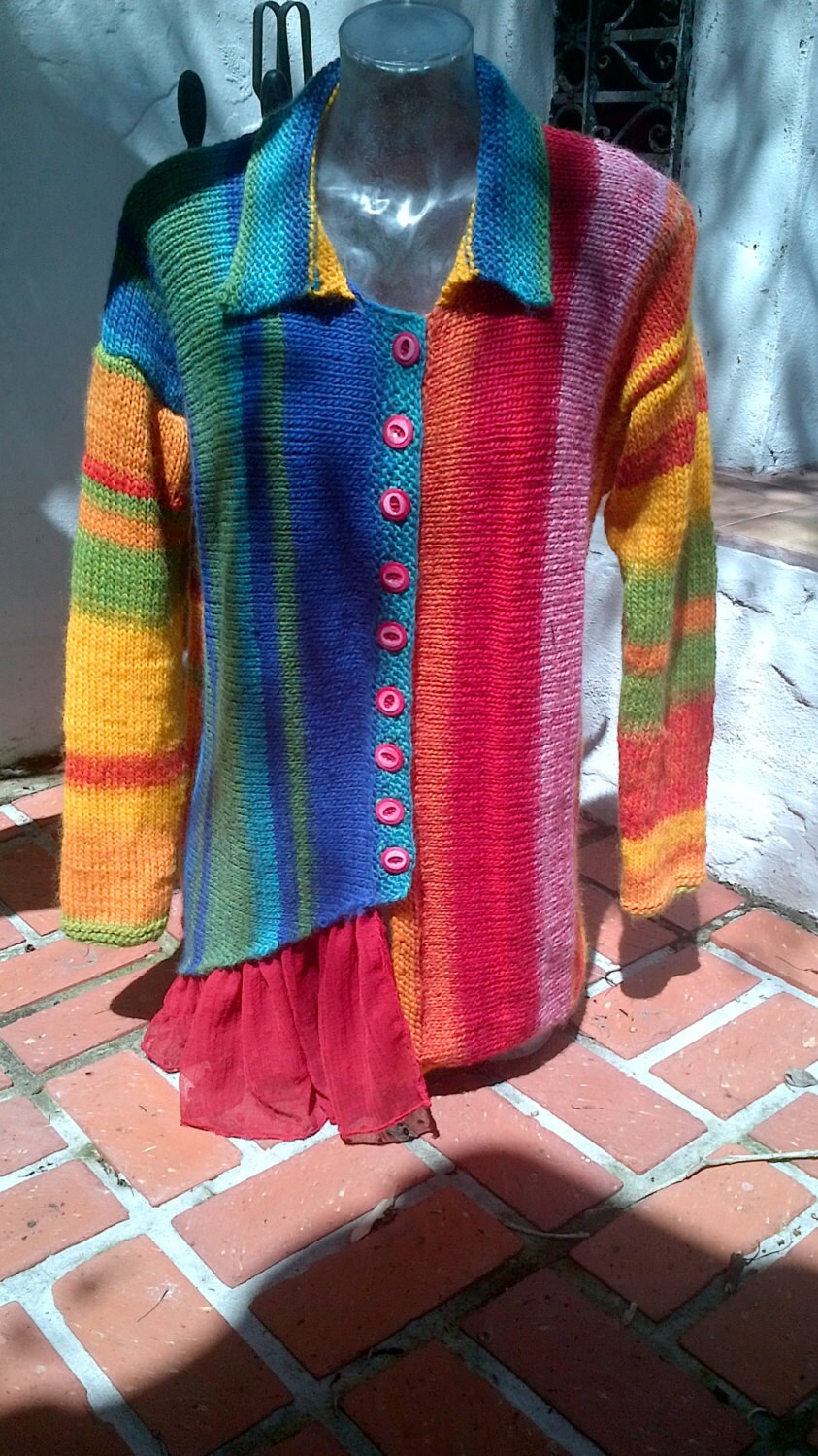 COLORS of the RAINBOW SWEATER, Hand Knitted From Laxurious and Soft ...