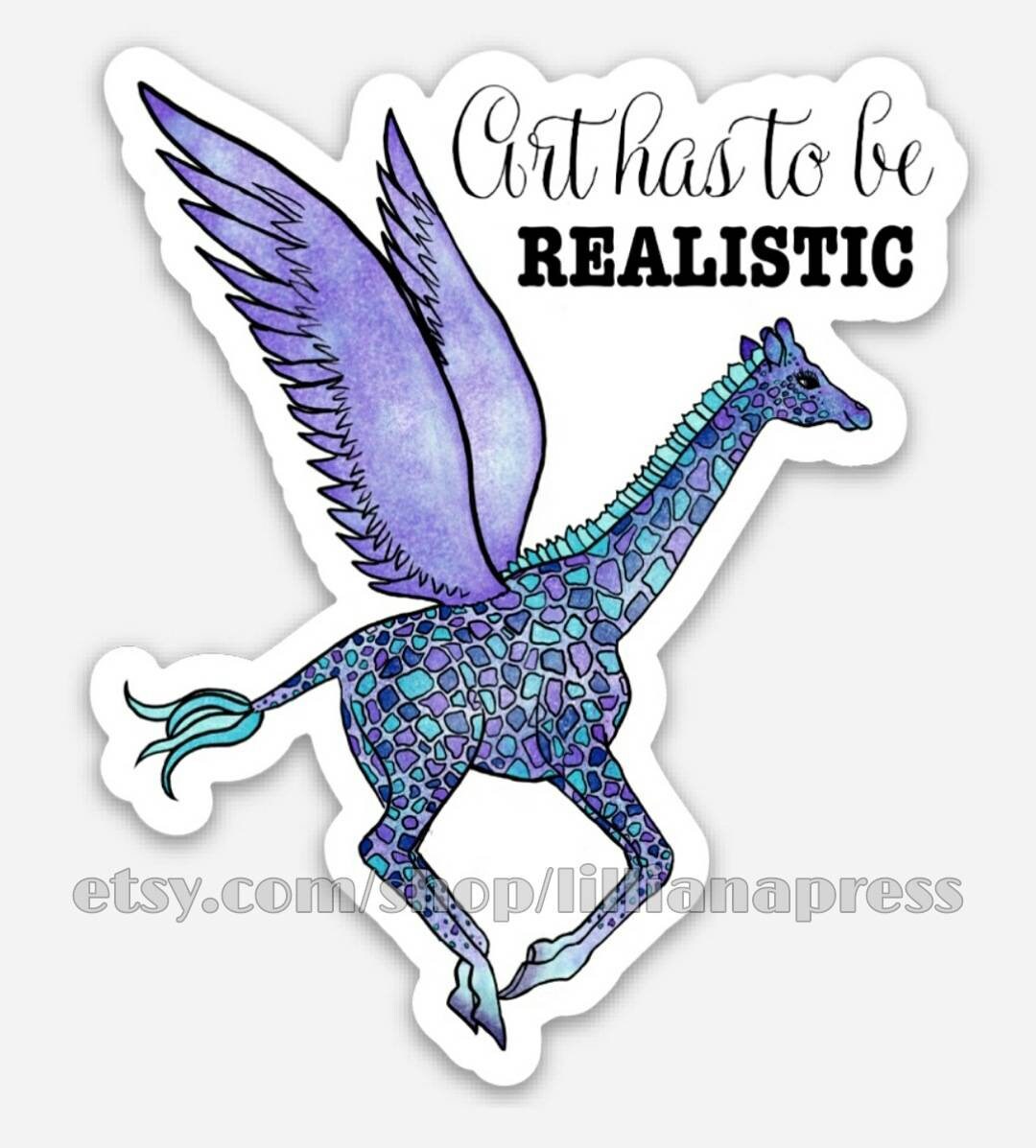 STICKER: Giraffe, Realistic Art, Mythical, Flying Animal - Etsy