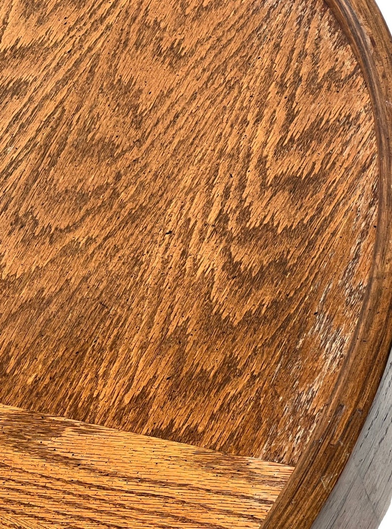 Vintage Mid Century Modern 1970s Large Parquet Circle Oak Coffee Table ...