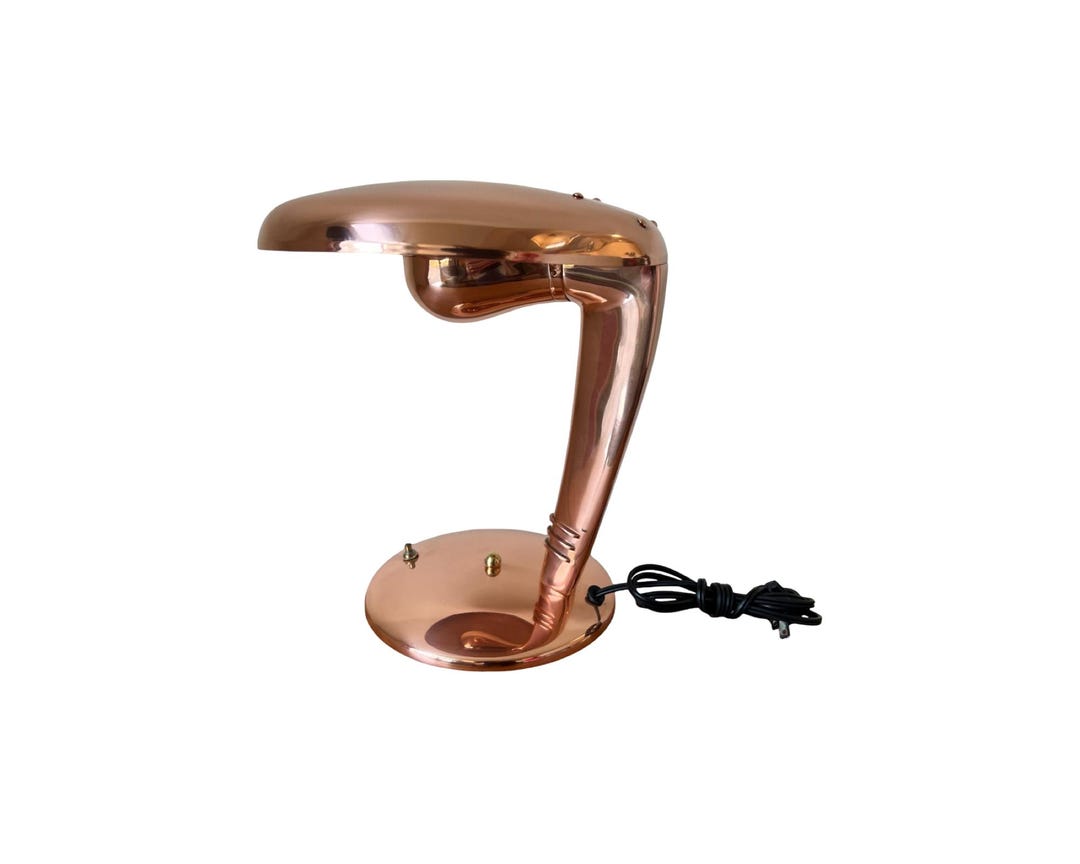 Vintage Art Deco 1940s Copper Desk Cobra Desk Lamp Faries Restored ...