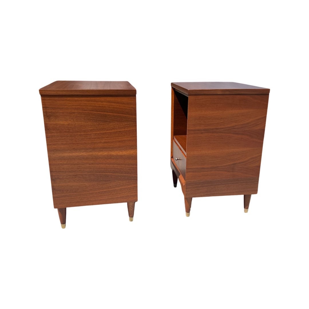 Vintage Mid Century Modern 1960s Walnut Pair Nightstands Morris ...