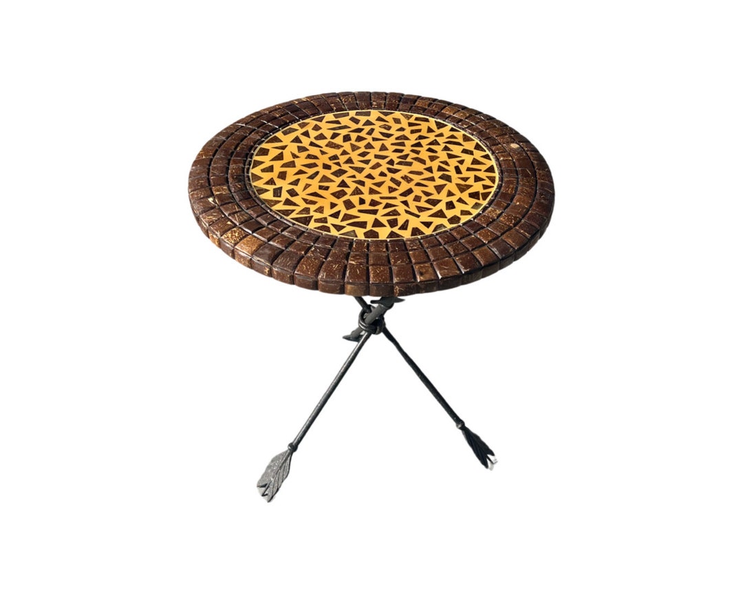 Vintage Iron and Mosaic Arrow Accent Center Table - Etsy