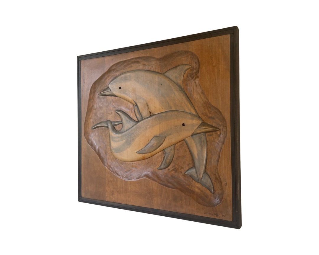 Vintage Postmodern 1984 George Updegraff Wood Carving Wall Art Signed ...