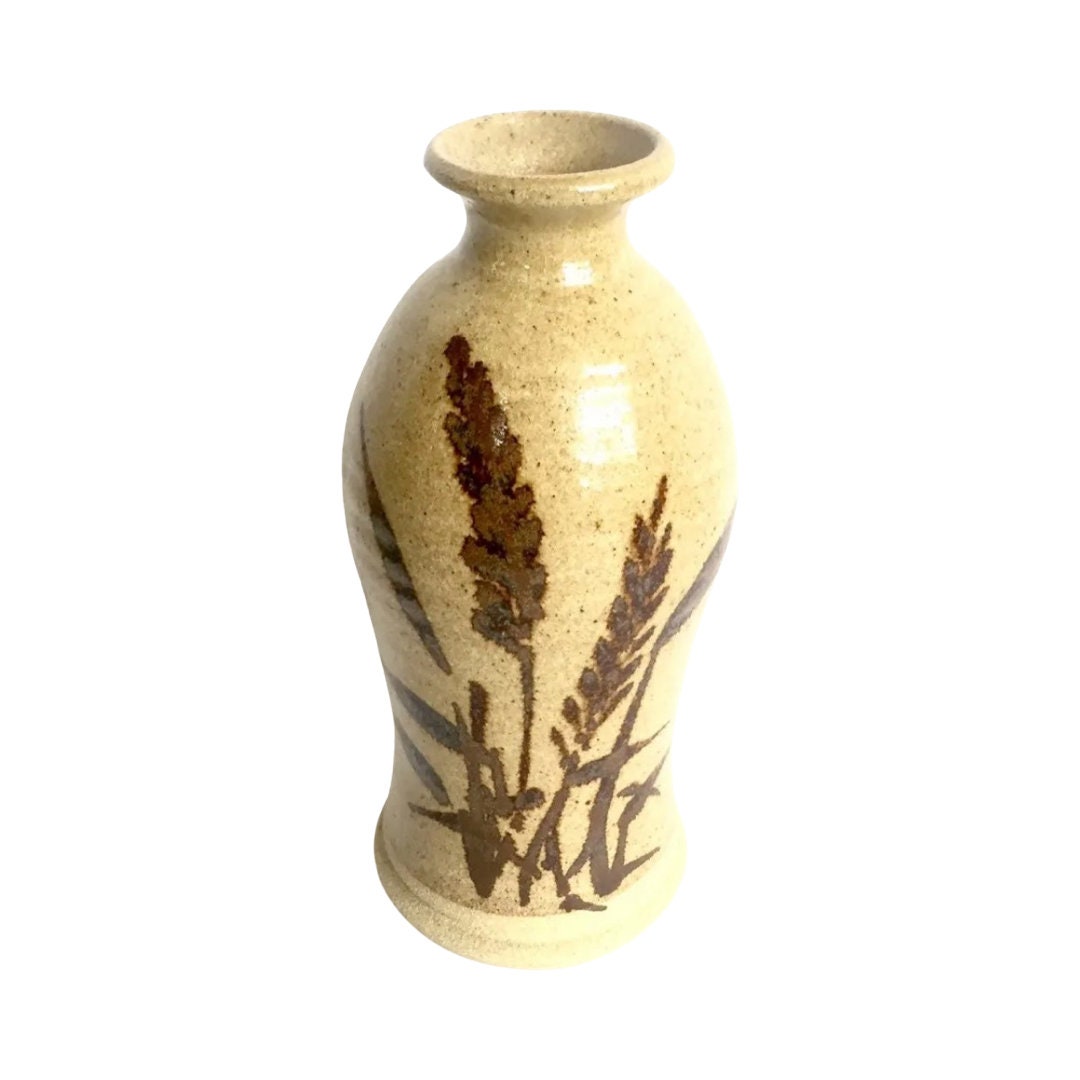 Mid Century Modern Wheat Ceramic Vase Studio Pottery - Etsy
