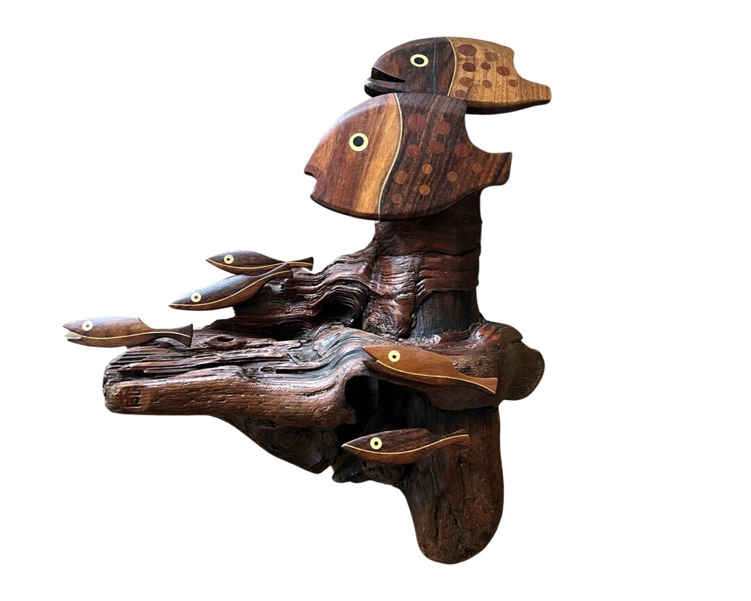 Vintage 1970s Heinz Norhausen Wood Fish Sculpture: Mid Century Modern ...
