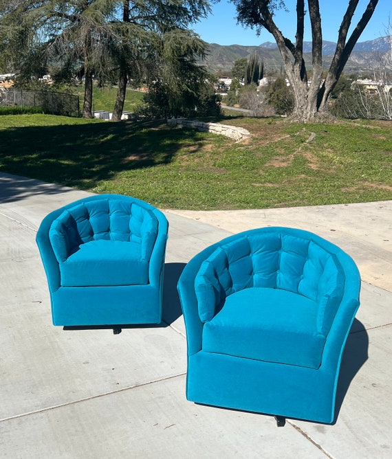 Pair Swivel Club Chairs