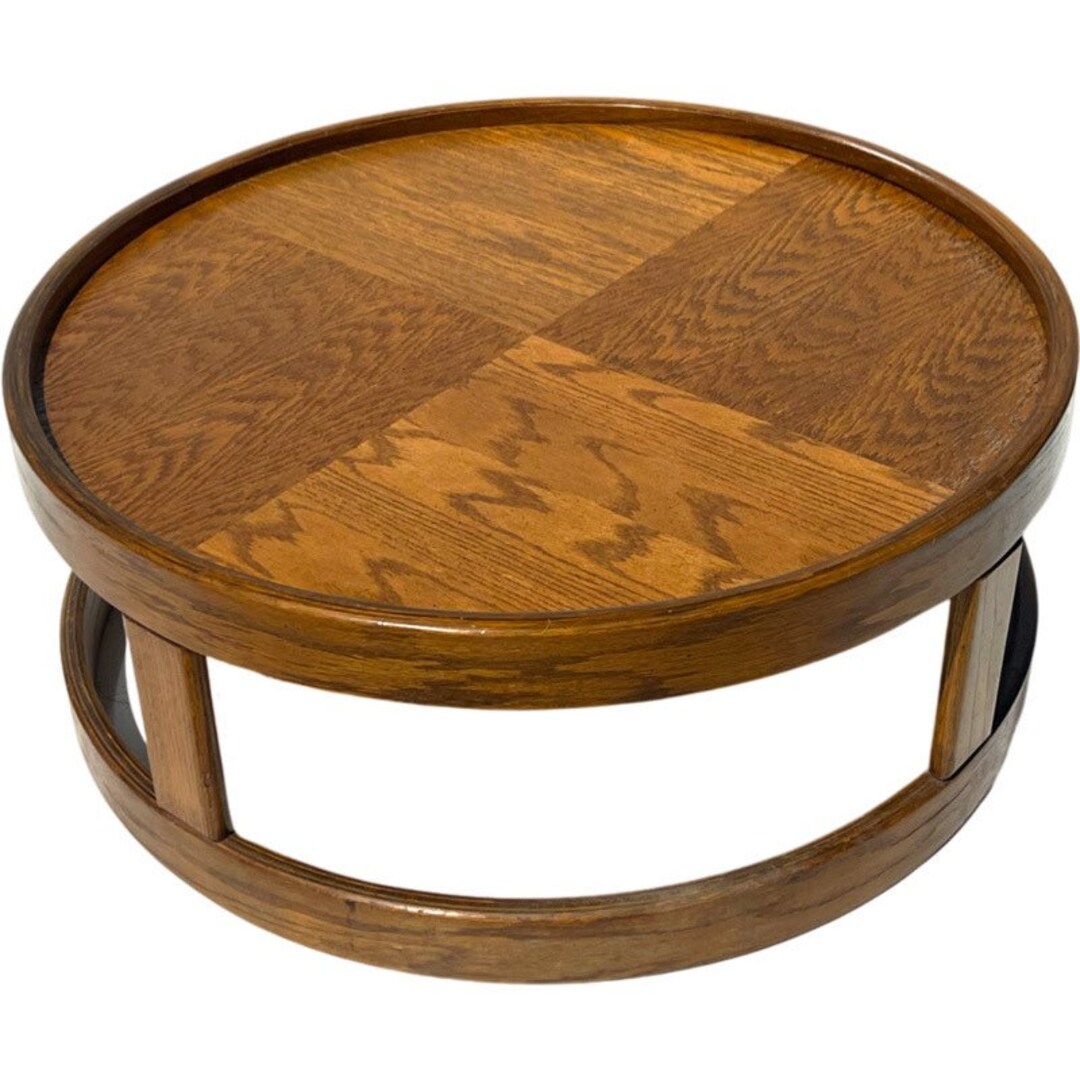 Vintage Mid Century Modern 1970s Large Parquet Circle Oak - Etsy