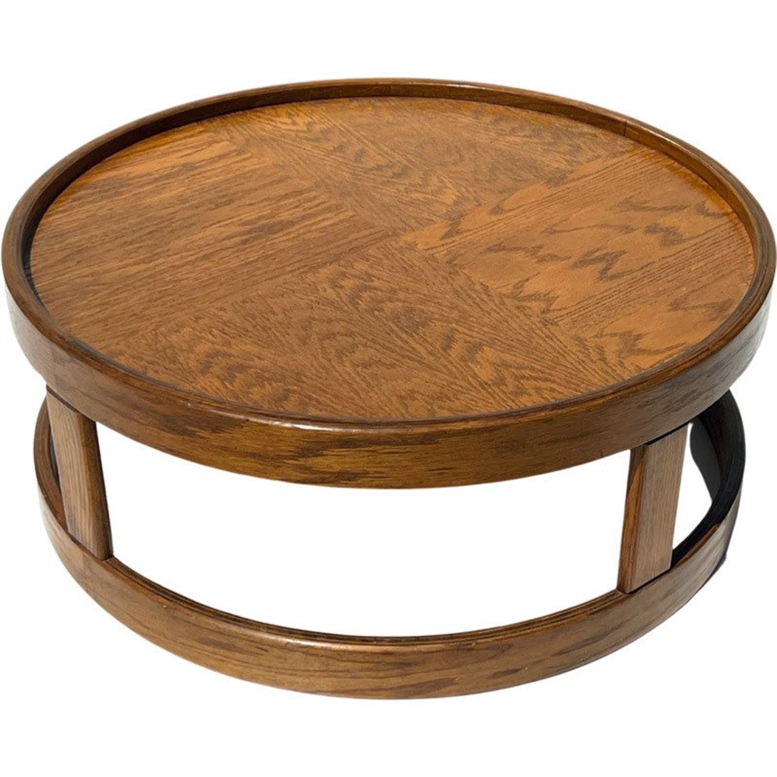 Vintage Mid Century Modern 1970s Large Parquet Circle Oak - Etsy