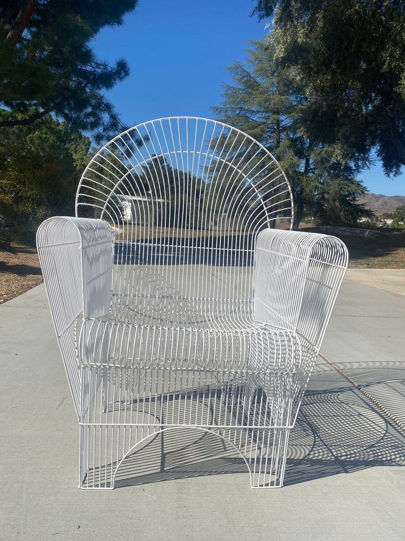 Vintage Peacock Wrought Iron Mid Century Modern Wire Outdoor Patio ...