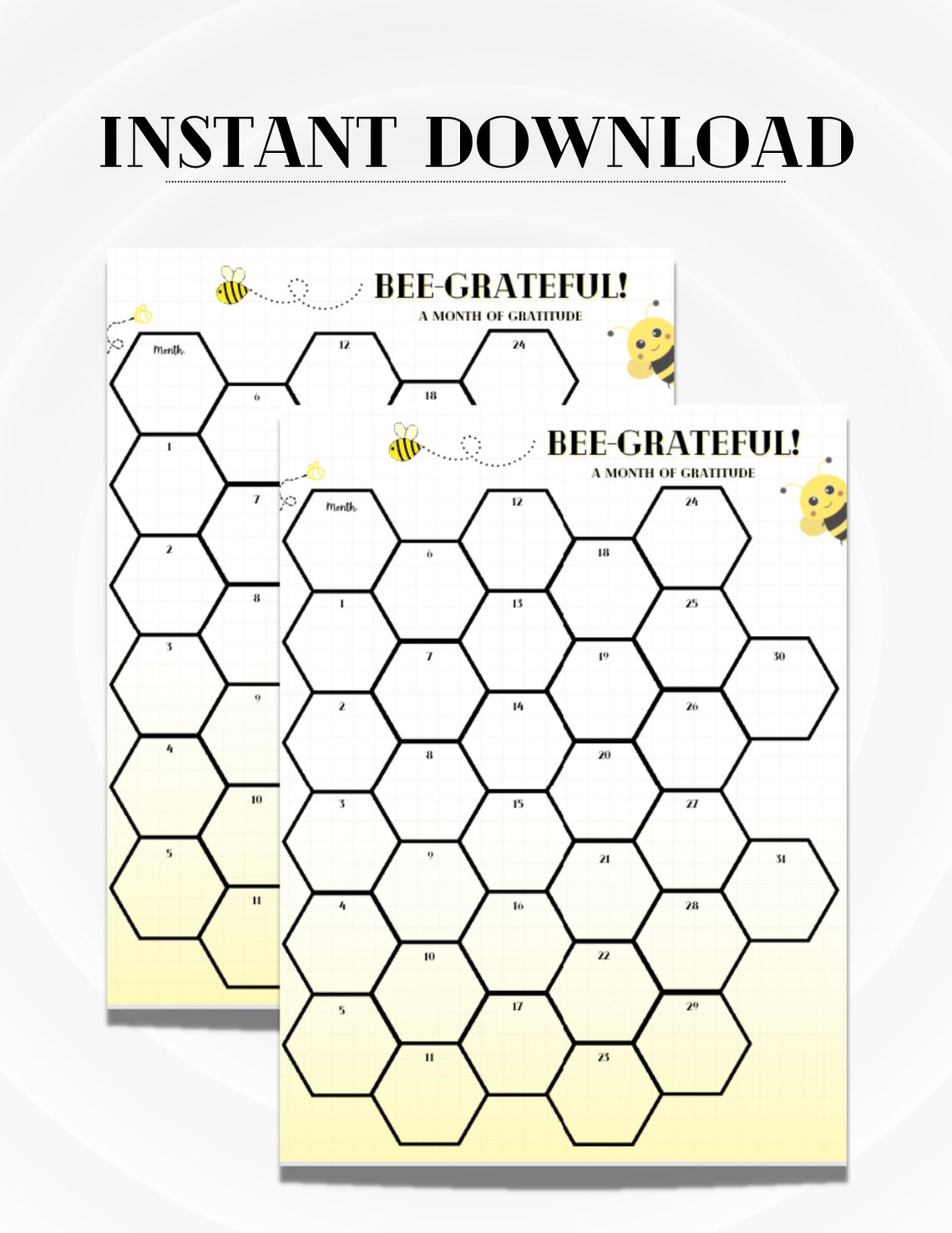 Monthly Gratitude Tracker, Printable Template, Thankfulness Template ...