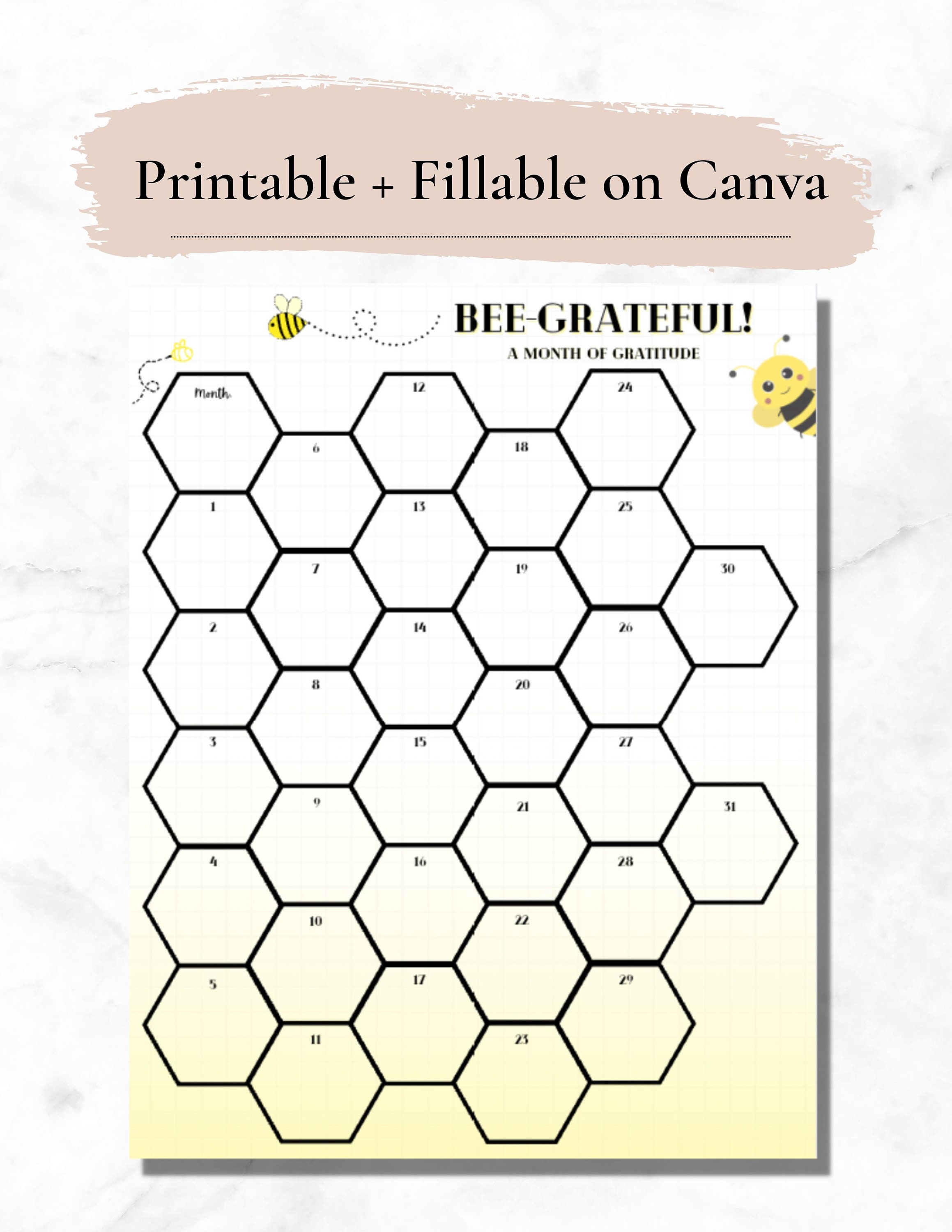 Monthly Gratitude Tracker, Printable Template, Thankfulness Template ...