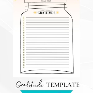 Monthly Gratitude Tracker, Printable Template, Thankfulness Template ...