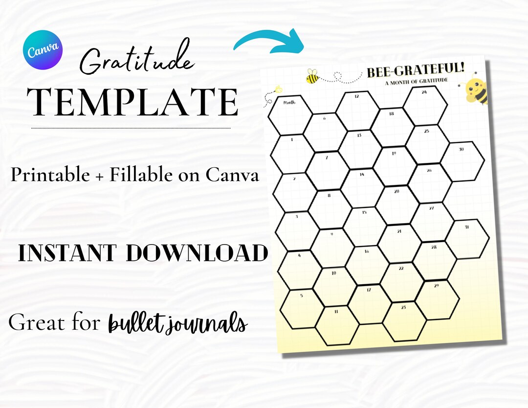 Monthly Gratitude Tracker, Printable Template, Thankfulness Template ...