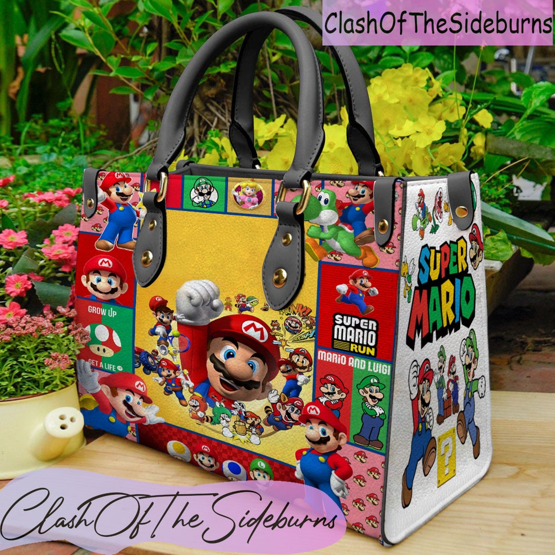 Super Mario Personalized Leather Bag, Super Mario Custom Handbag ...