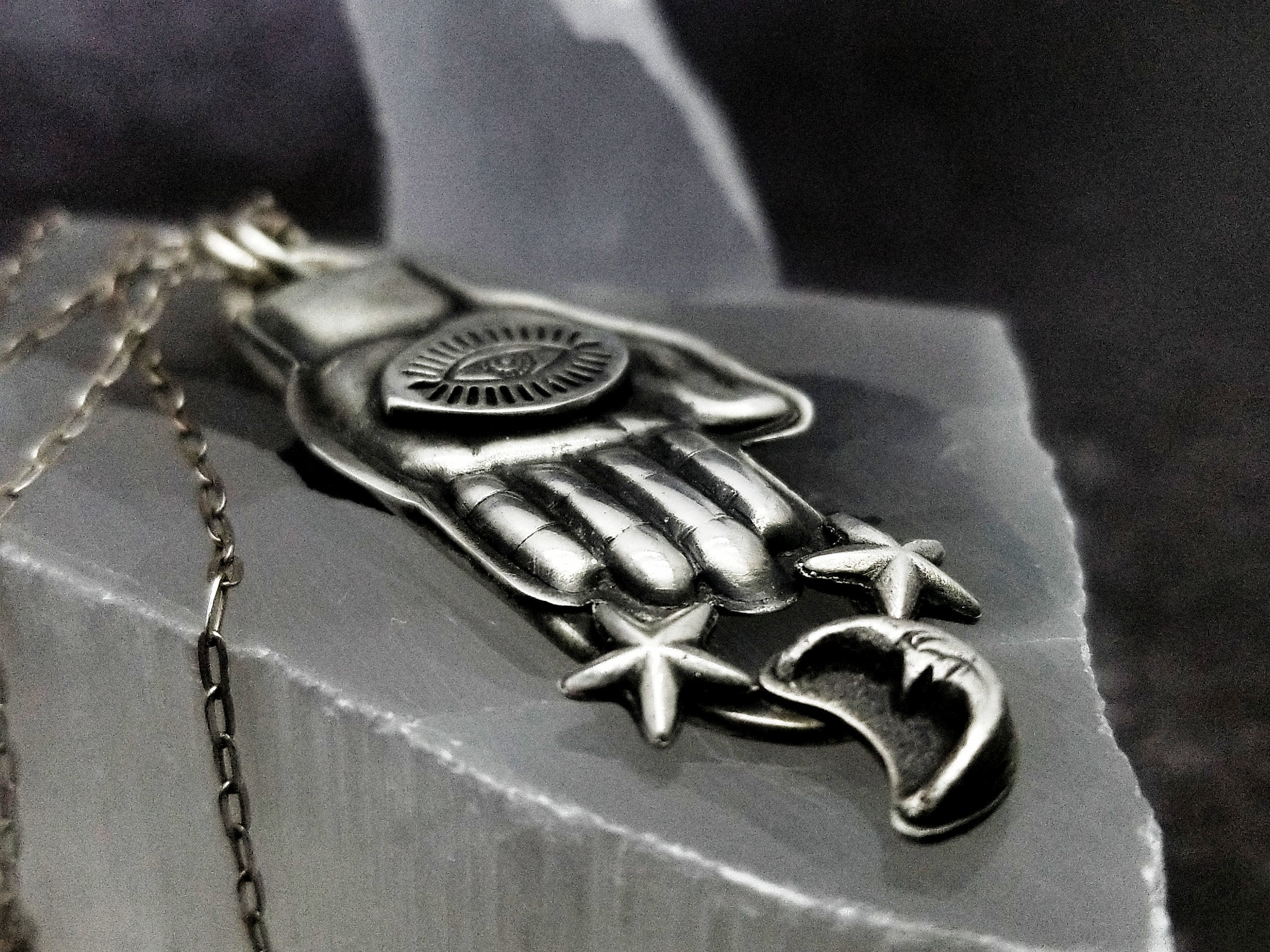 Palmistry Hand Necklace Celestial Witch Jewelry Third Eye | Etsy