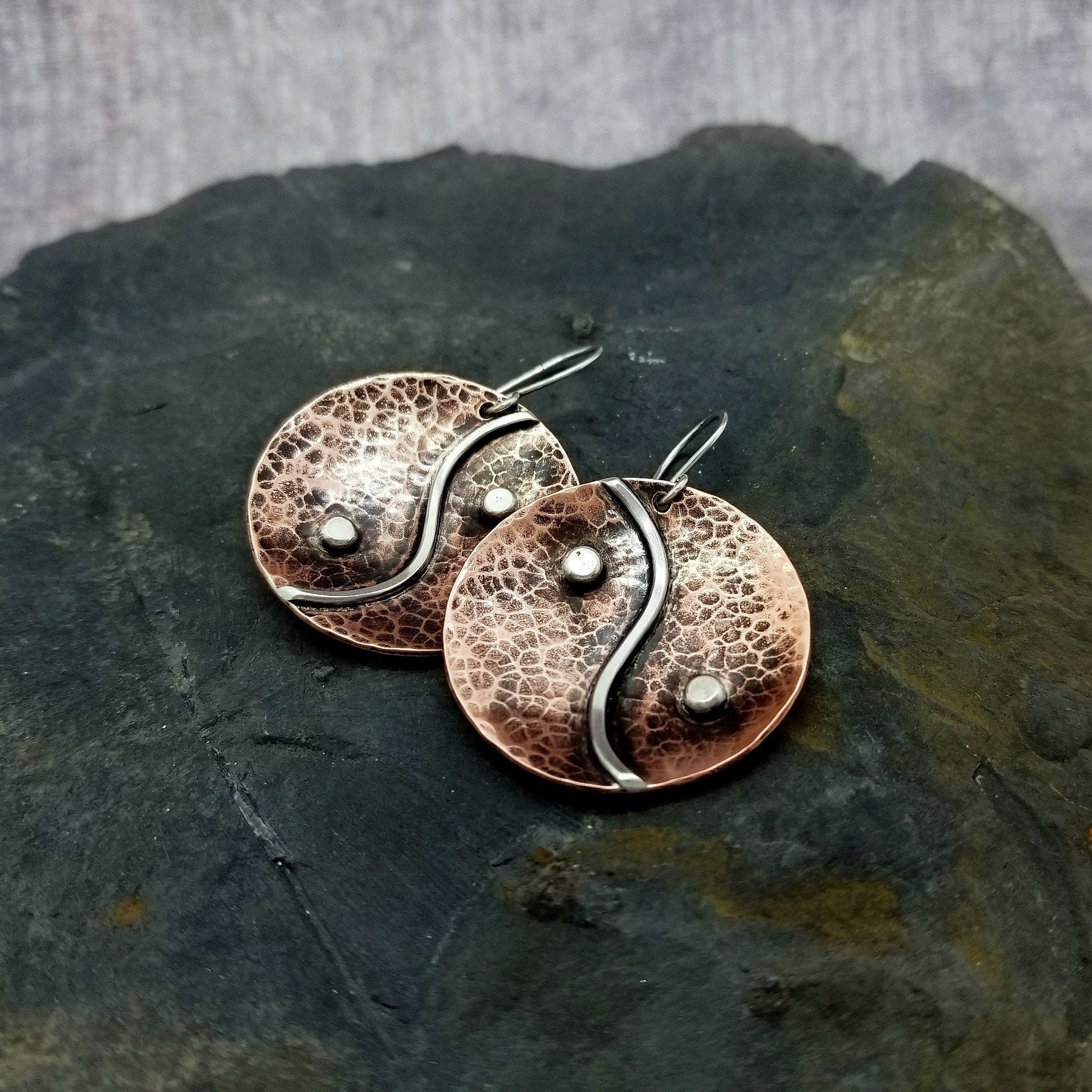 Yin Yang Earrings Mixed Metal Earrings Spiritual Jewelry Yoga Jewelry ...