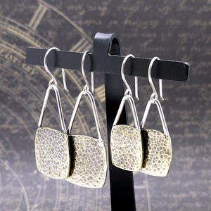 Simple Handmade Mixed Metal Earrings for Everyday, Hammered Gold and ...