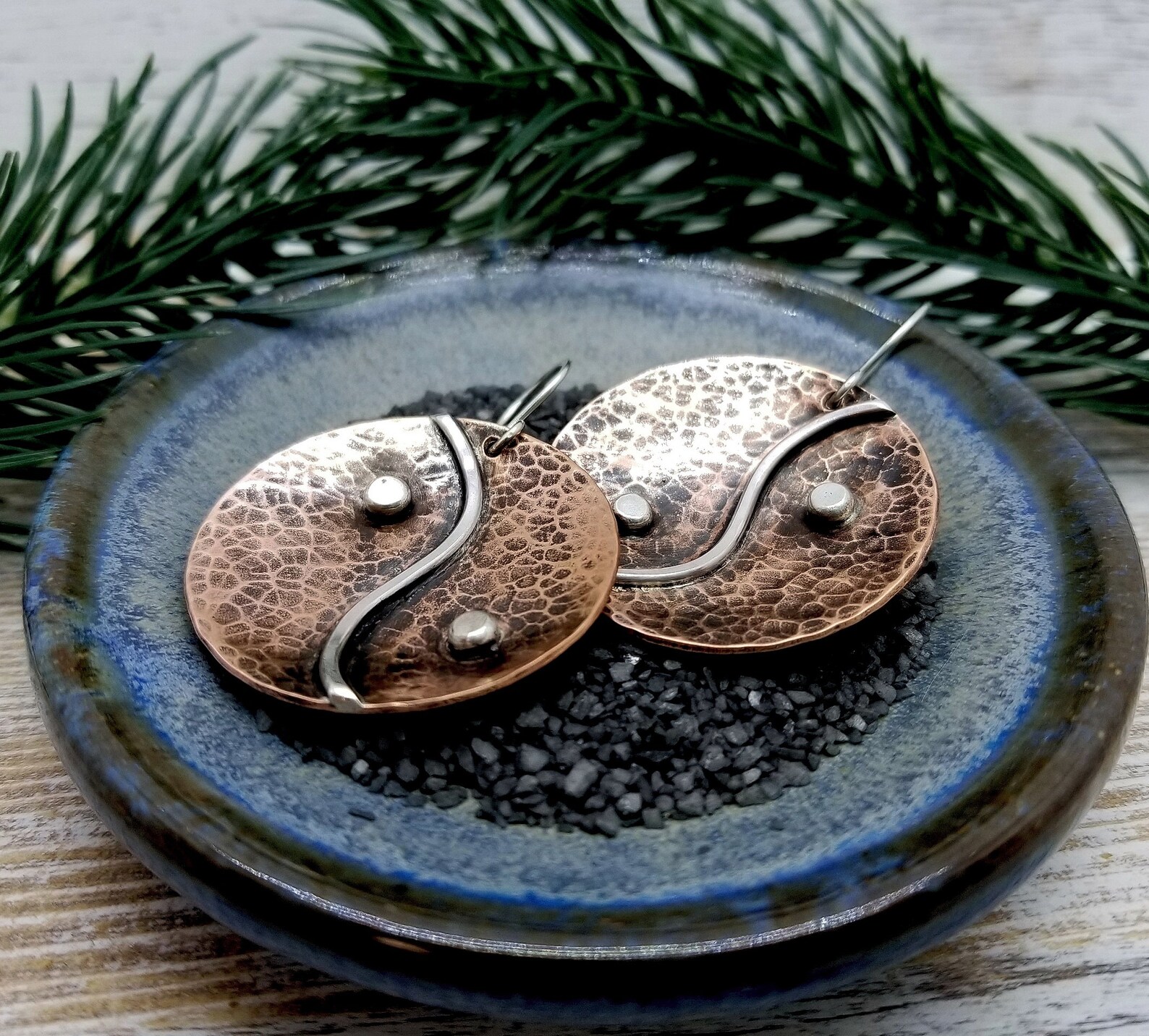 Yin Yang Earrings Mixed Metal Earrings Spiritual Jewelry Yoga Jewelry ...