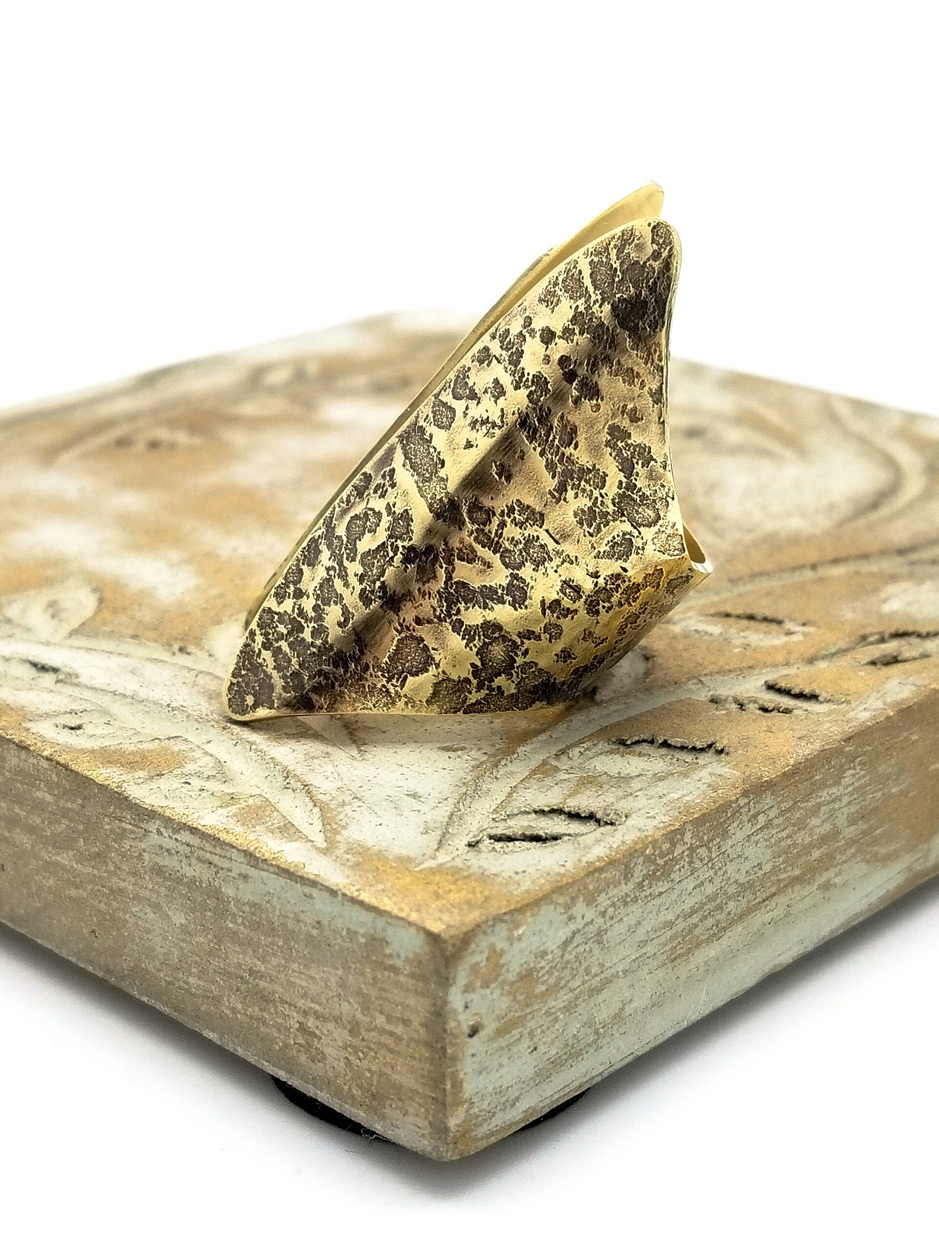 Chunky Full Finger Ring Gold Armor Ring Long Open Front Shield - Etsy