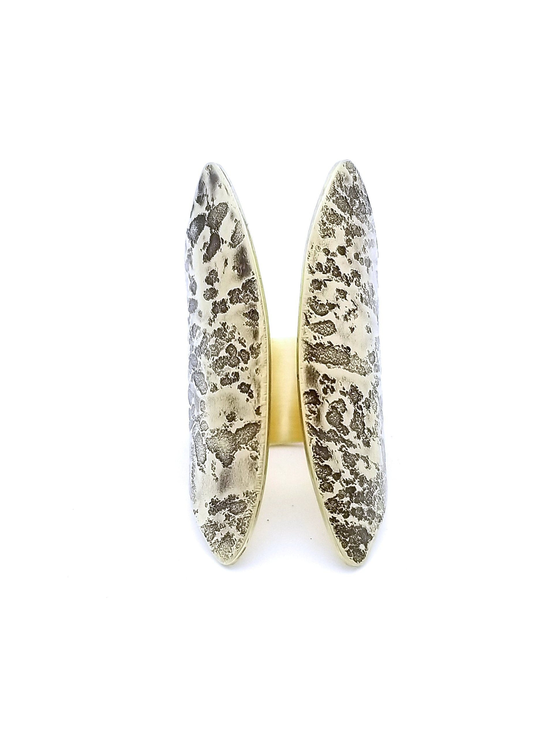 Chunky Full Finger Ring Gold Armor Ring Long Open Front Shield Ring ...