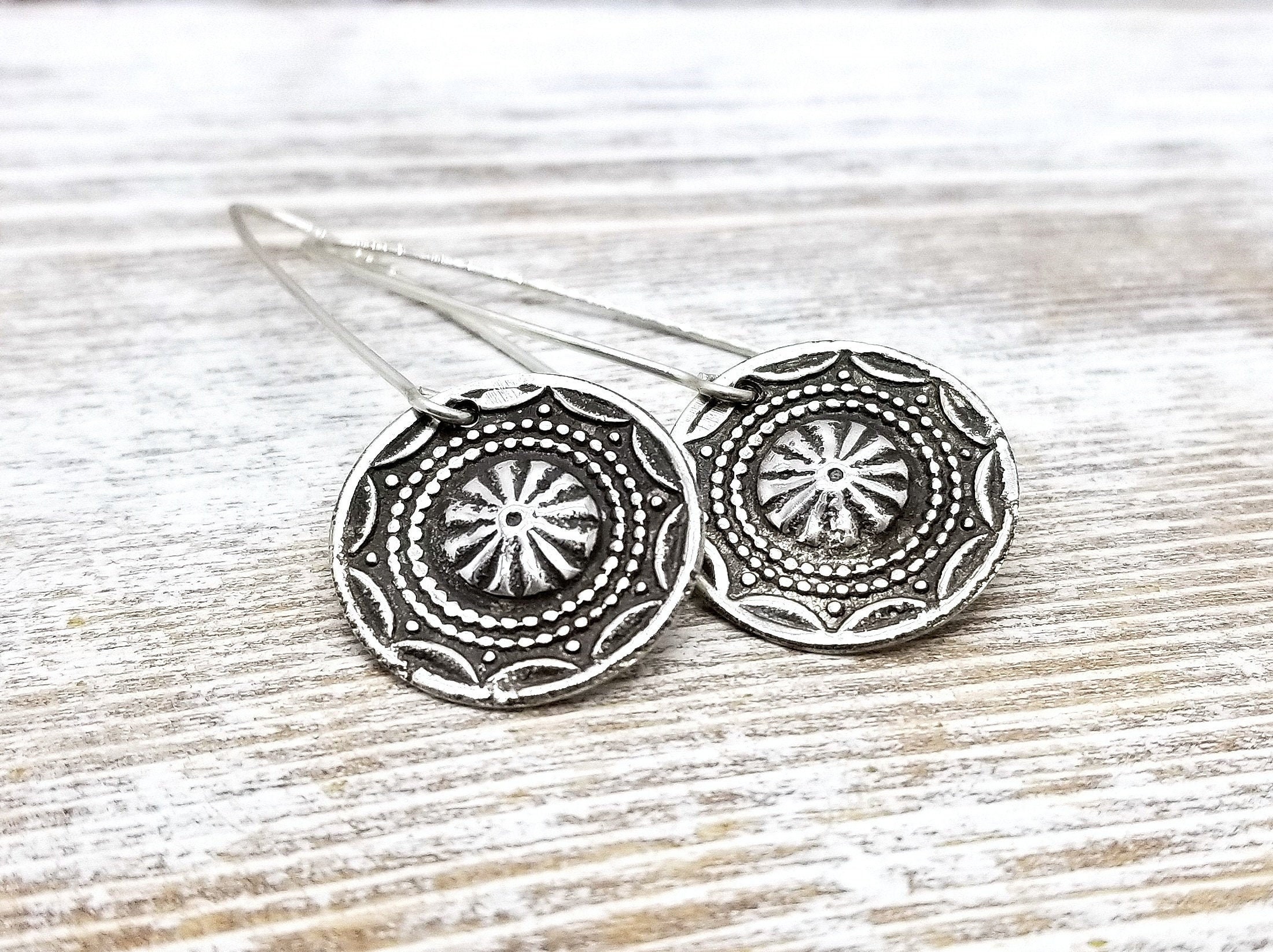 Cute Silver Mandala Earrings Mandala Jewelry Bohemian Jewelry | Etsy