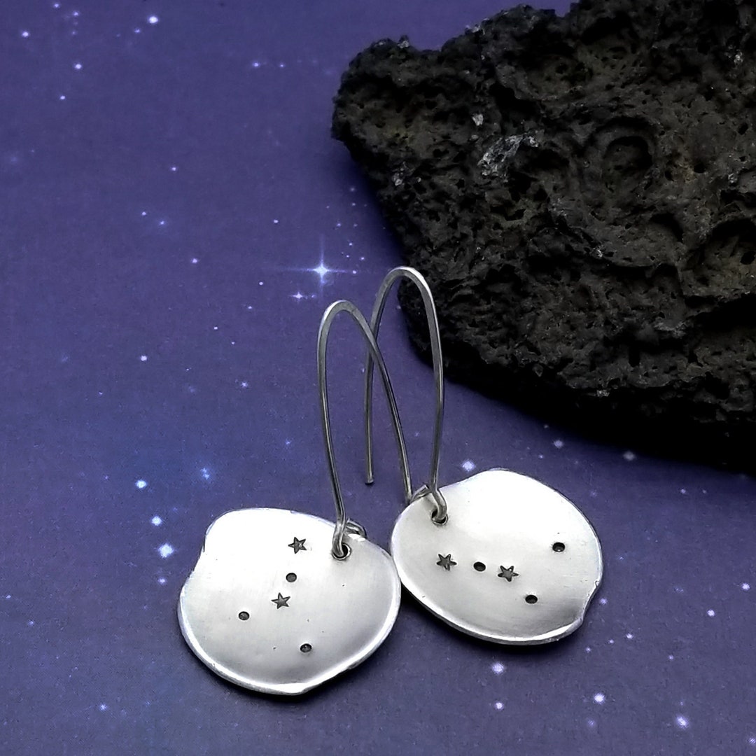 Personalized Asymmetrical Zodiac Earrings, Constellation Jewelry ...