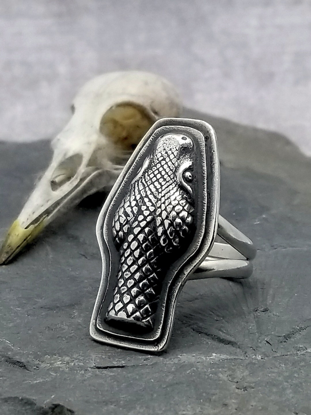 Silver Snake Head Witch Ring, Goth Serpent Reptile Ring, Dark Academia ...