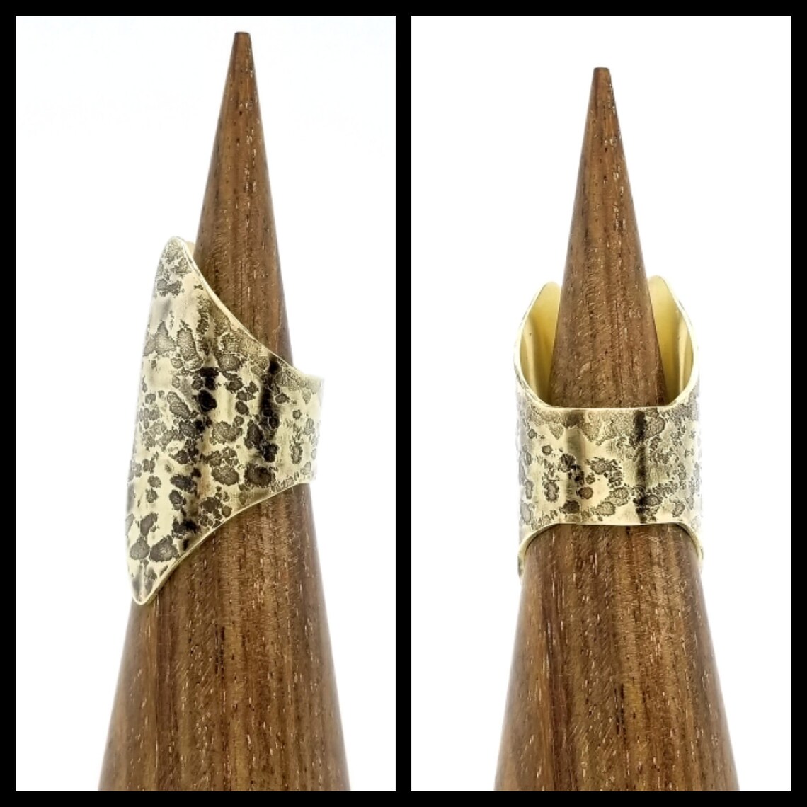 Chunky Full Finger Ring Gold Armor Ring Long Open Front Shield | Etsy