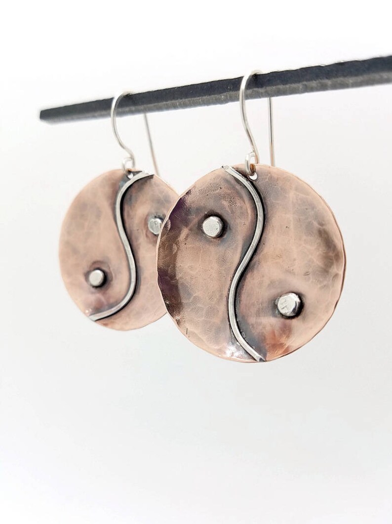 Yin Yang Earrings Mixed Metal Earrings Spiritual Jewelry Yoga Jewelry ...
