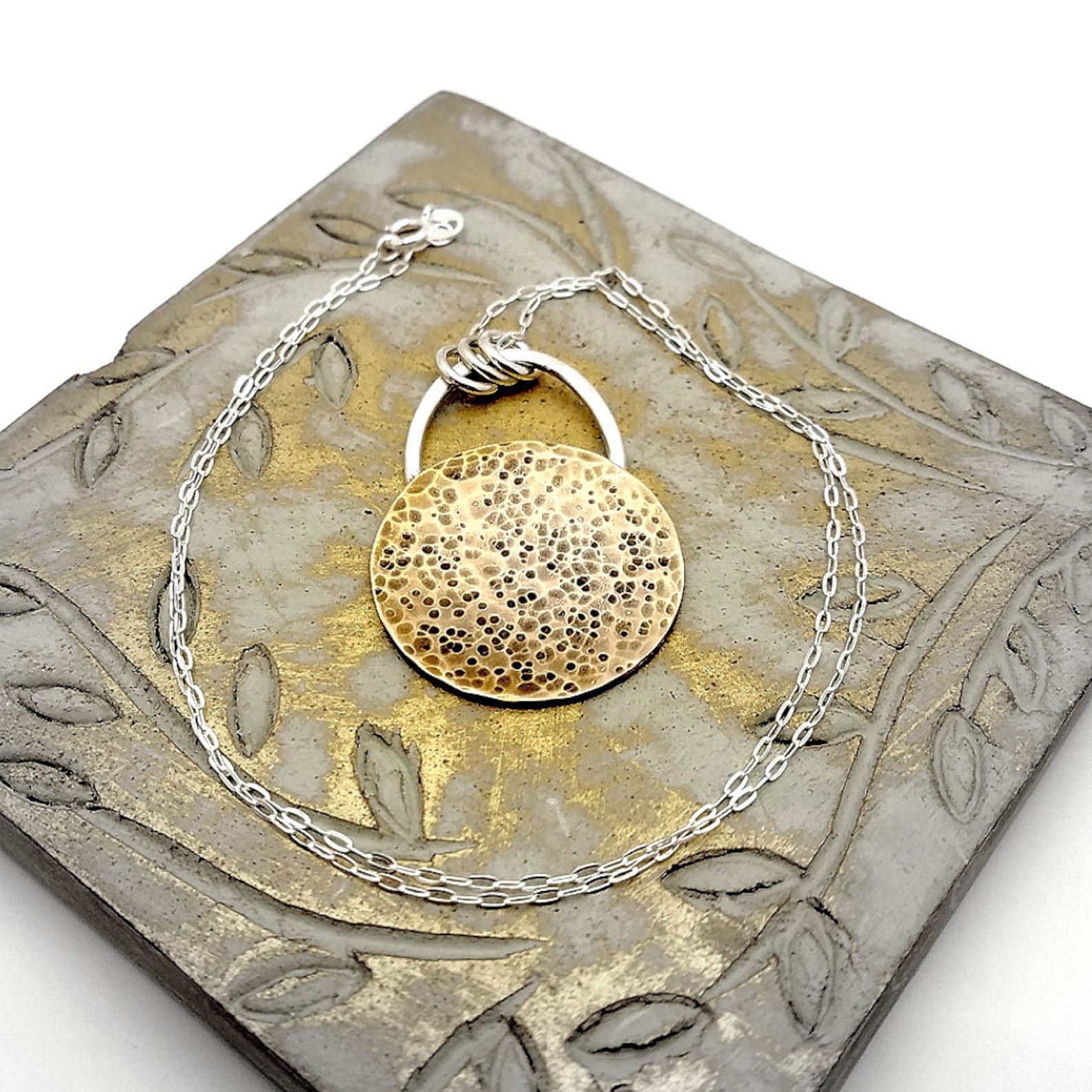 Mixed Metal Jewelry Simple Pendant Everyday Jewelry Minimalist Jewelry ...